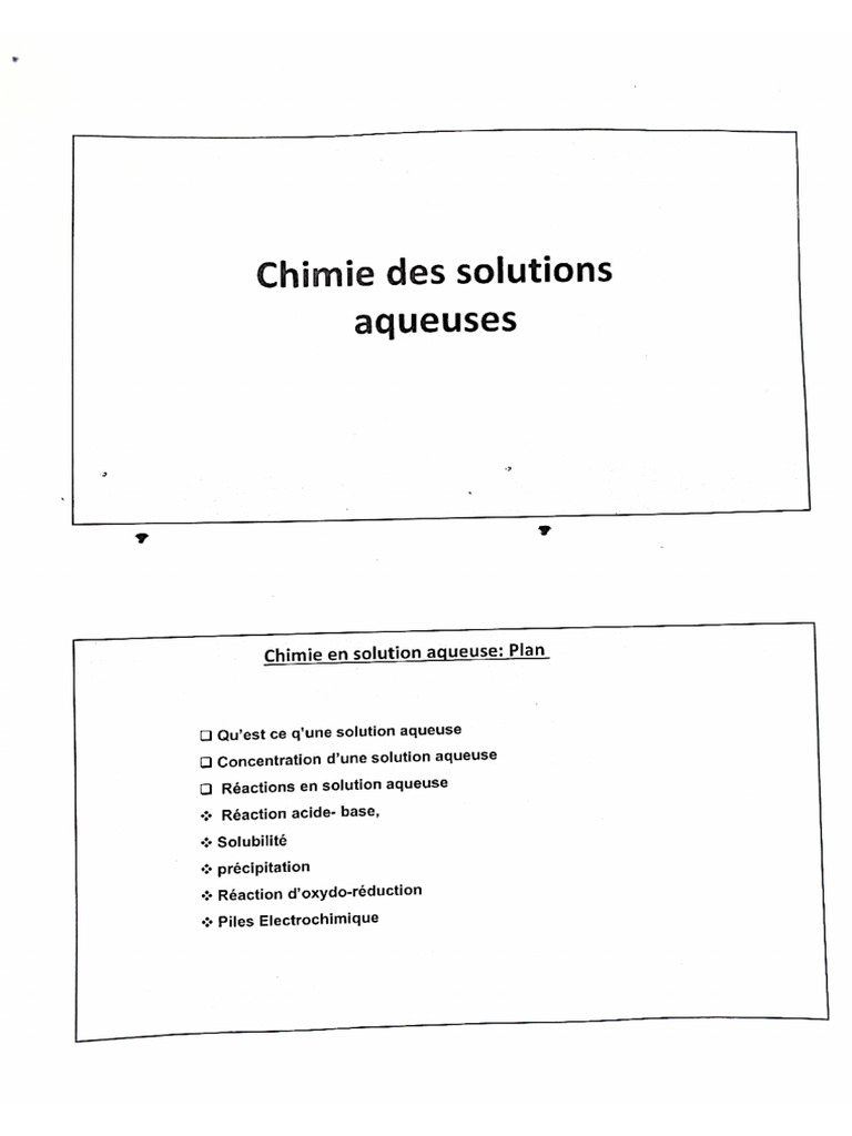 Chimie en Solution Cours | PDF