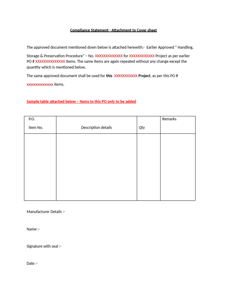 Compliance Statement for Project PO | PDF