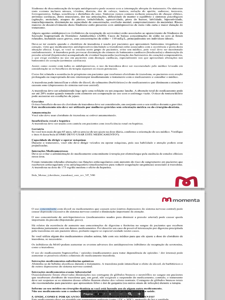 Bula Motraz Paciente Consulta Remedios PDF | PDF | Antidepressivo ...