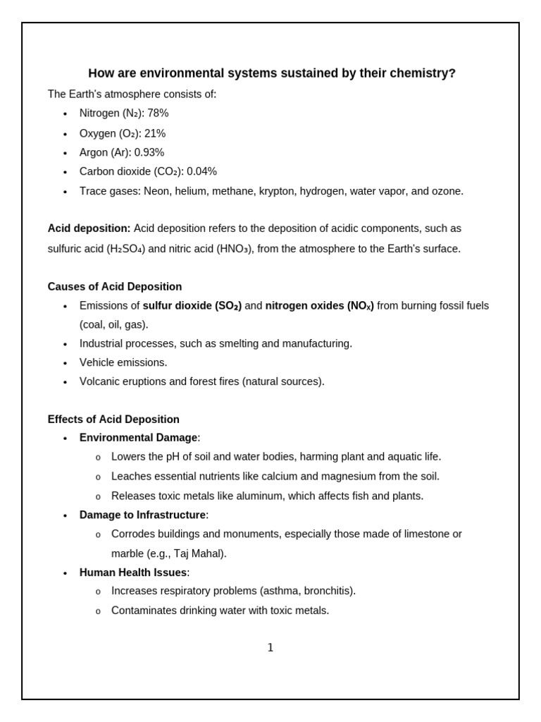 Chemistry's Role in Environmental Systems | PDF | Climate Change | Gases