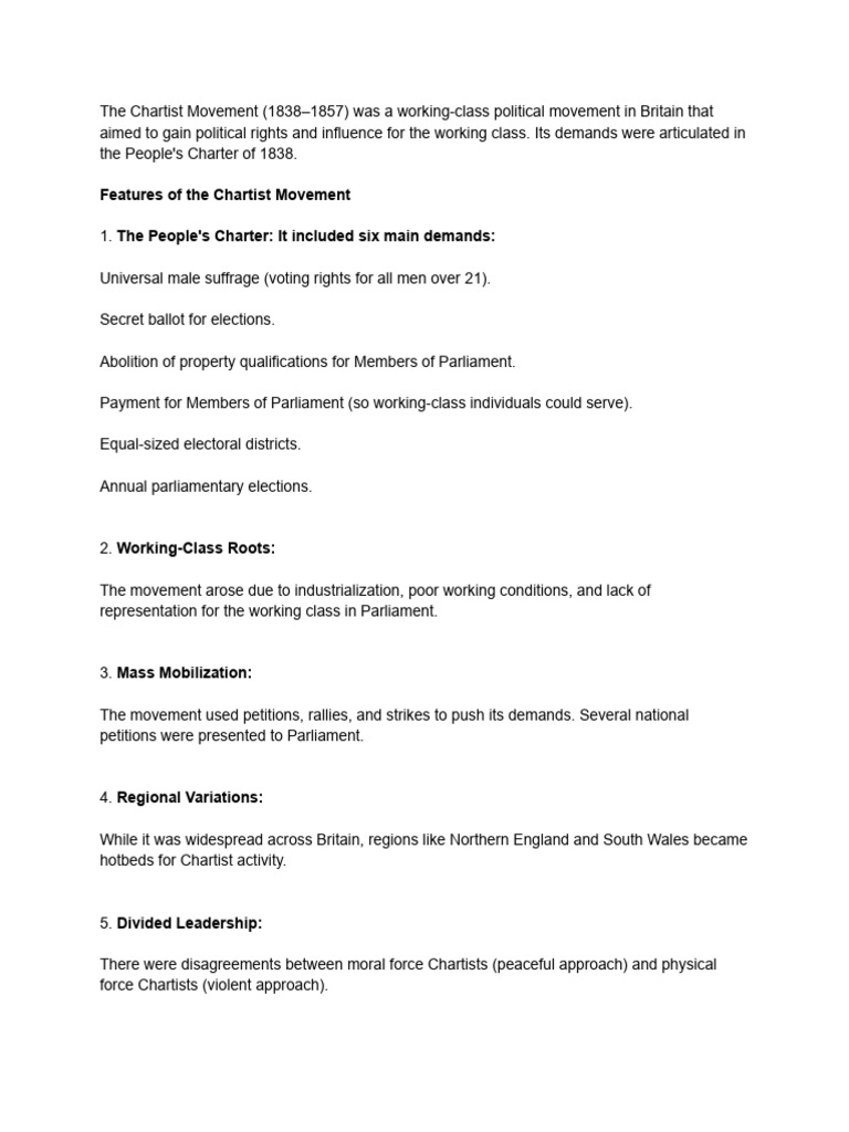 The Chartist Movement (1838-1857) | PDF | United Kingdom Of Great ...