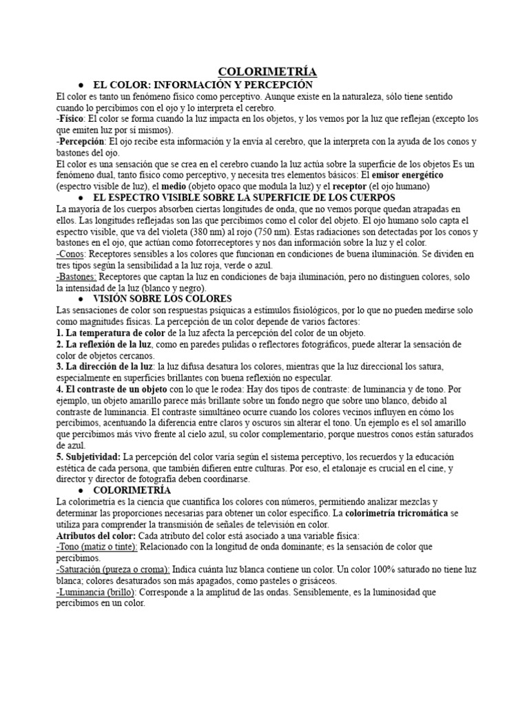 COLORIMETRÍA | PDF | Color | Matiz