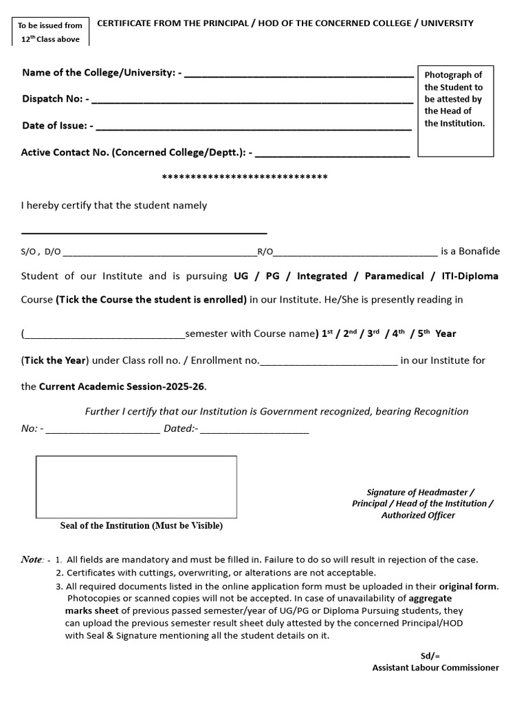 Student Bonafide Certificate Template | PDF