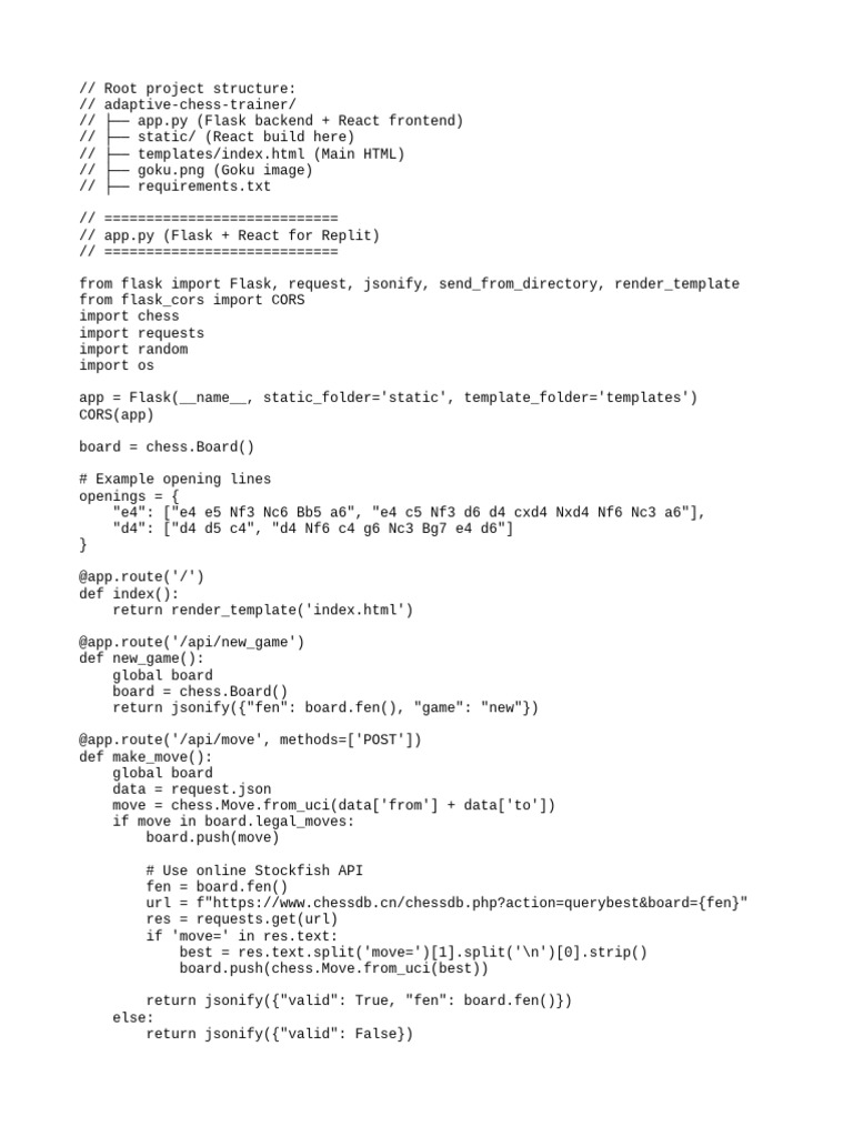Adaptive Chess Trainer | PDF | Chess Openings | Chess Theory