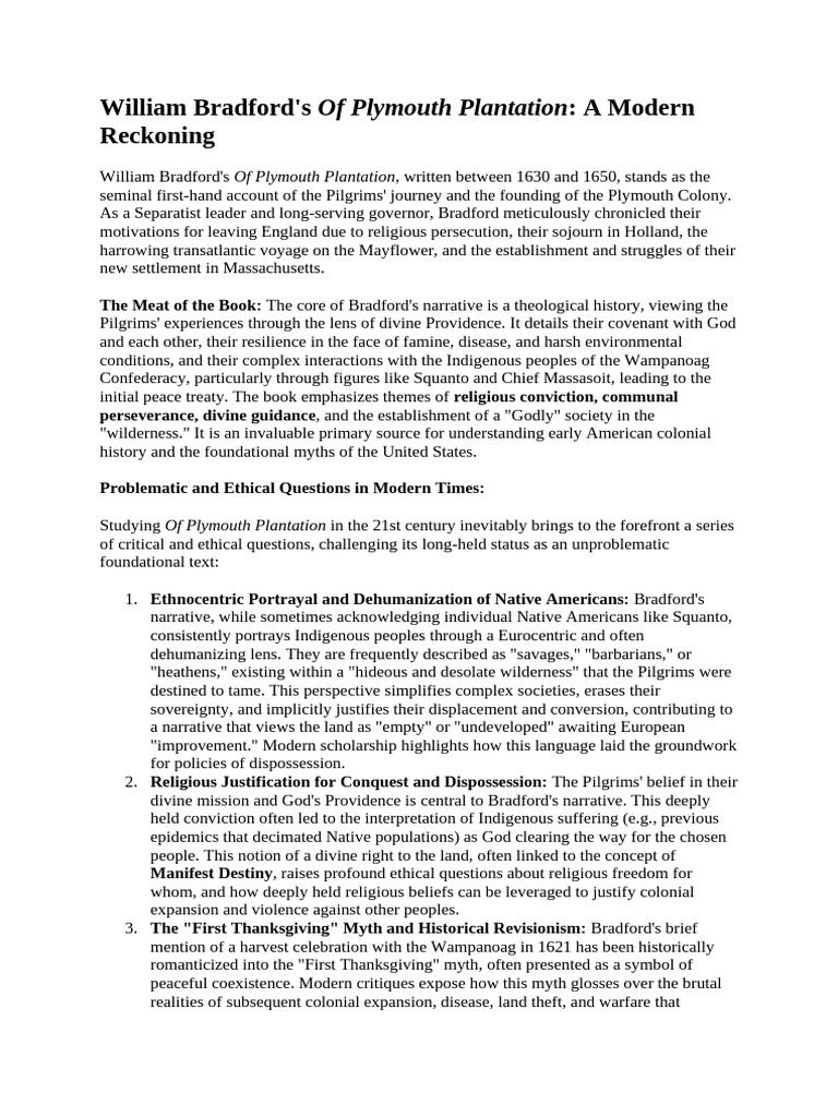 2william Bradford's of Plymouth Plantation | PDF | Plymouth Colony ...