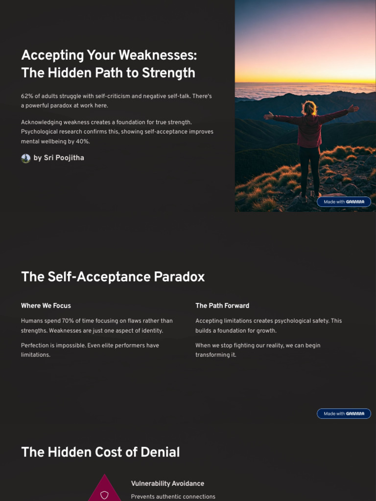 Accepting Your Weaknesses The Hidden Path To Strength | PDF | Psychological Resilience | Psychology