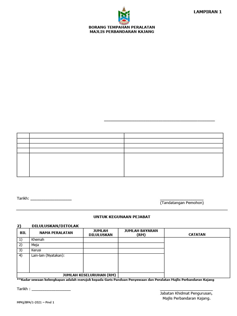 Borang Tempahan Peralatan 2 | PDF