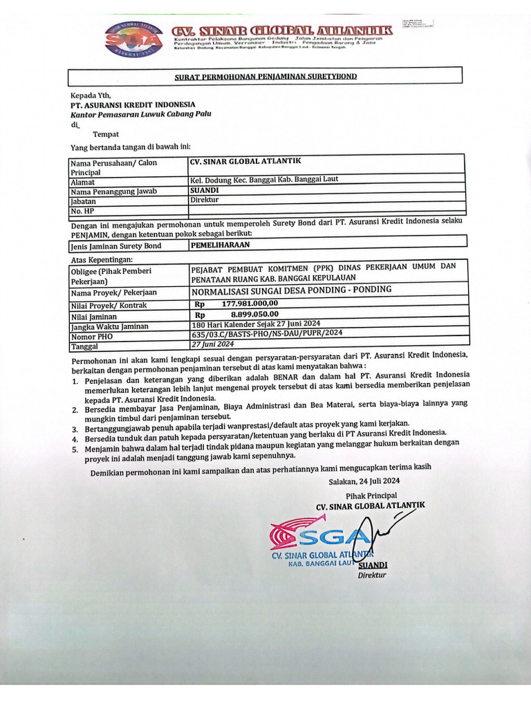 Surat Permohonan Jaminan | PDF