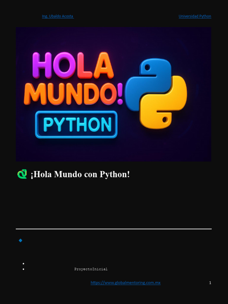 01 04 00 HolaMundo UP | PDF | Python (lenguaje de programación) | Programación de computadoras