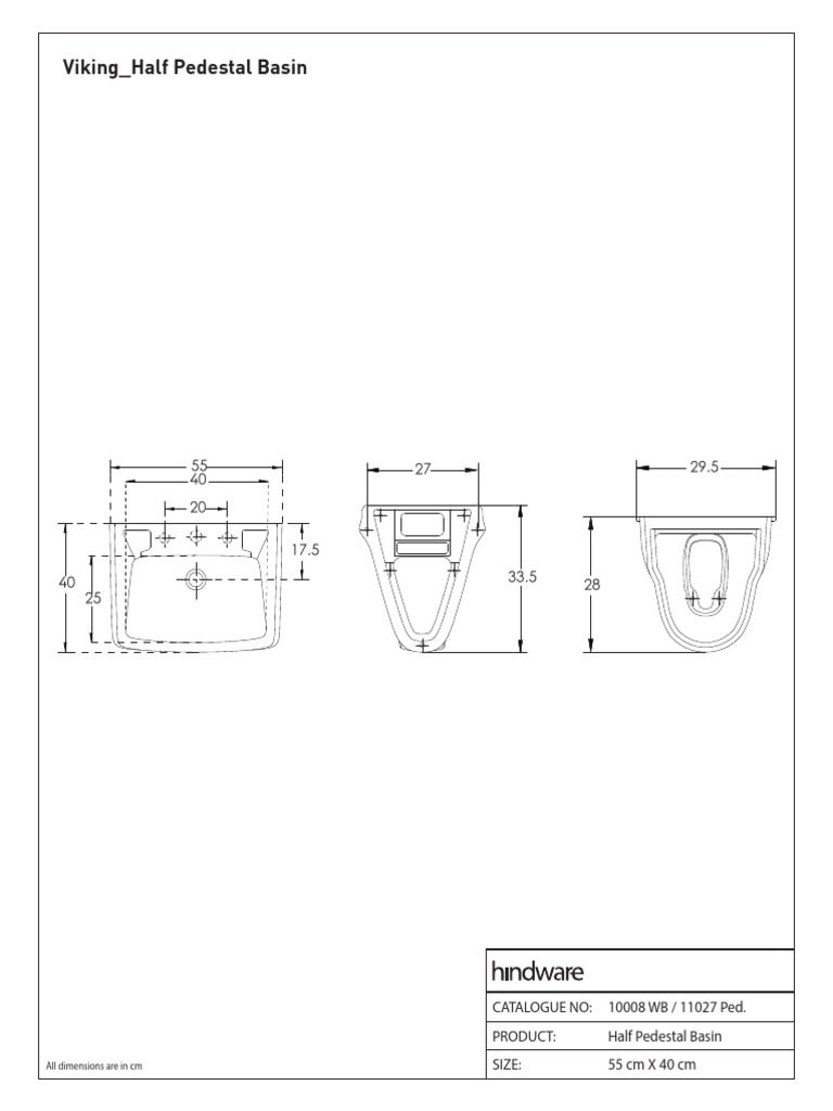 Viking - Half Pedestal Basin: CATALOGUE NO: 10008 WB / 11027 Ped ...