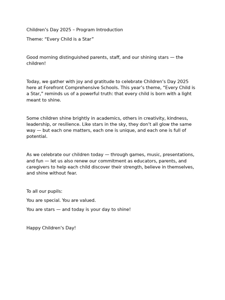 Children Day Program | PDF