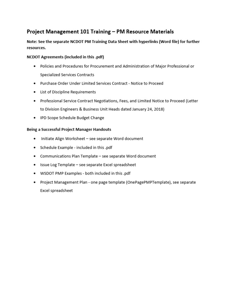 Project Management 101 Training Resources | PDF | Consultant ...
