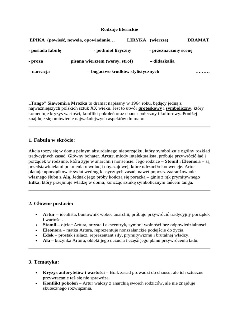 Rodzaje Literackie | PDF