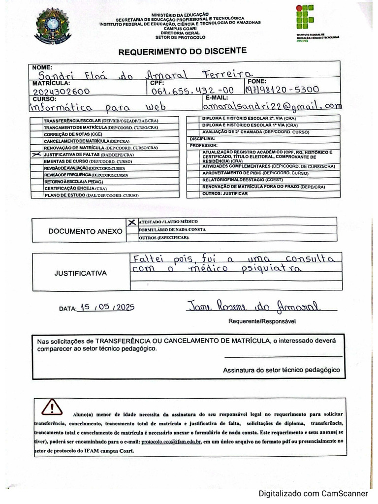 Requerimento Do Aluno | PDF