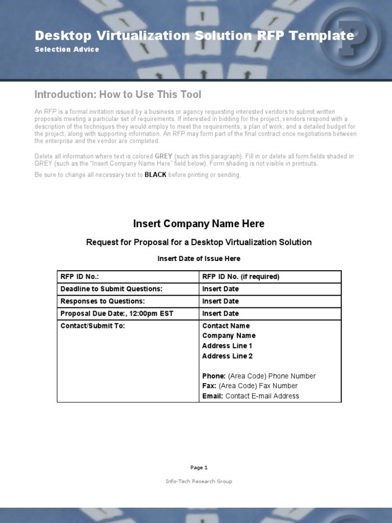 Desktop Virtualization Solution RFP Template | PDF | Request For ...