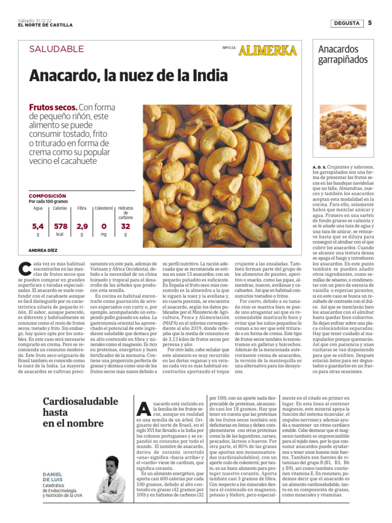 Anacardo Cardiosaludable Hasta en El Nombre | PDF | Nuez | Alimentos