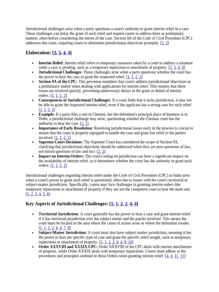 Jurisdictional Challenges in Interim Relief | PDF | Jurisdiction ...