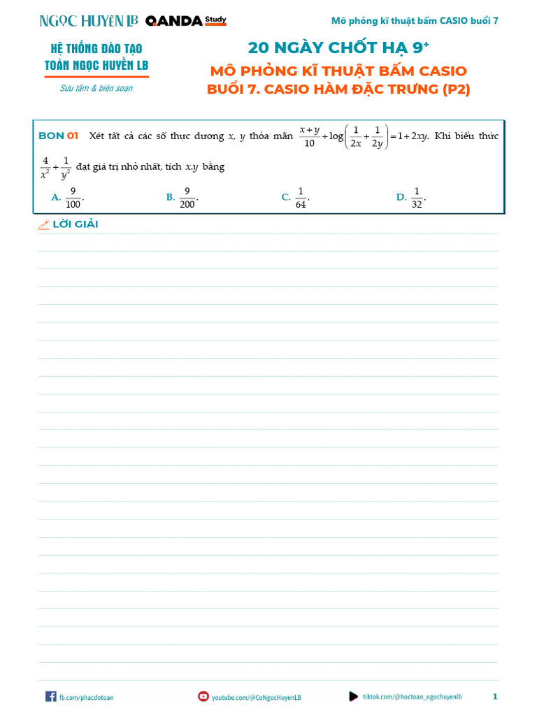 (Ngọc Huyền LB) Mô phỏng kĩ thuật bấm CASIO giải toán VD-VDC buổi 7. Casio hàm đặc trưng (phần 2 ...