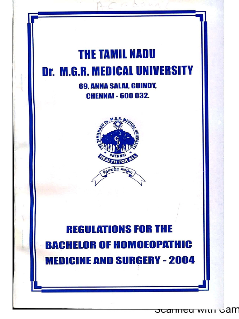 BHMS Syllabus The TN DR MGR Medical University | PDF