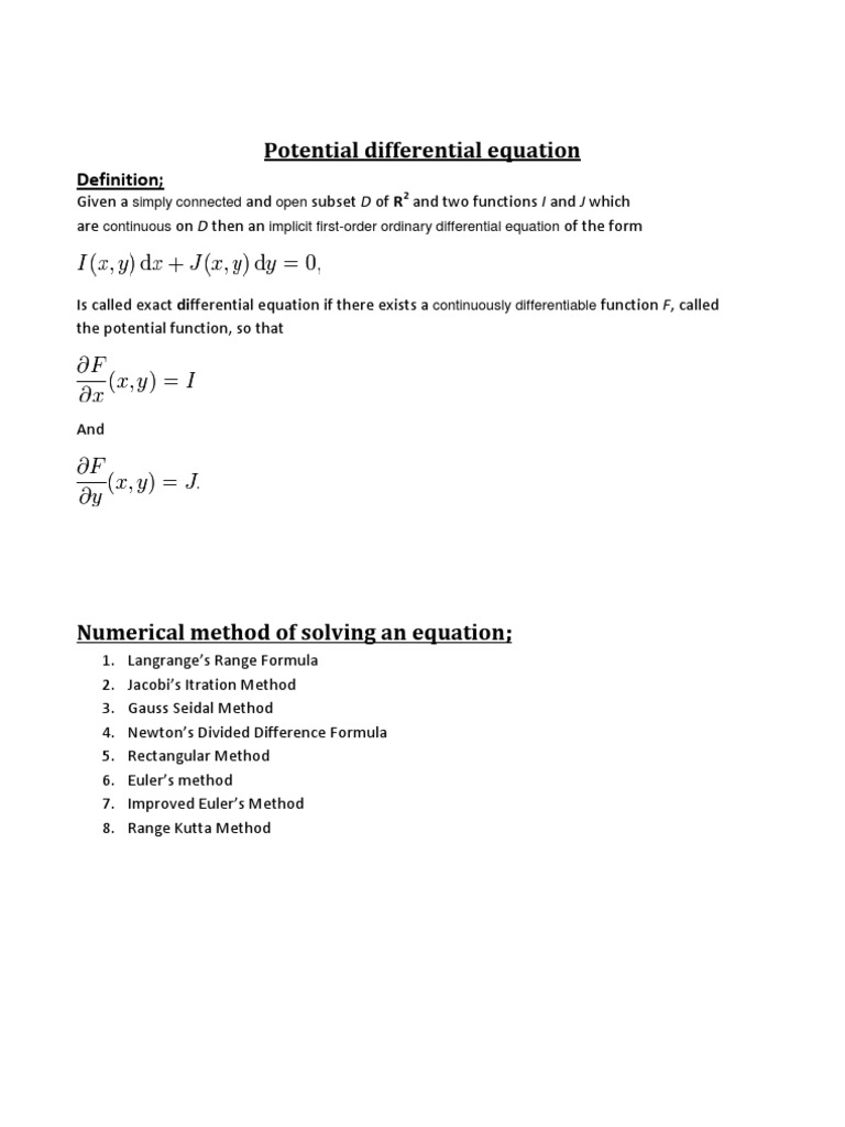 Potential Differential Equation | PDF | Teaching Methods & Materials