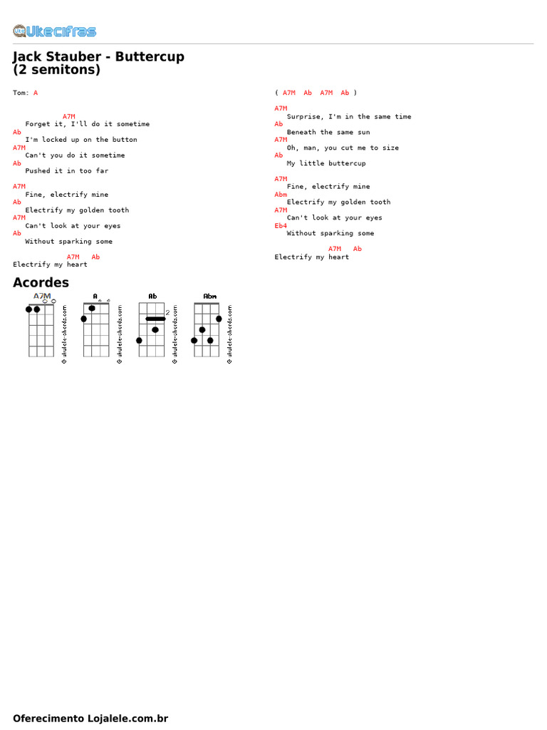 Jack Stauber - Buttercup (Uke Cifras) | PDF