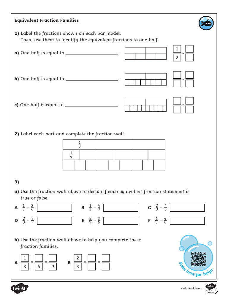 Horizontal Format - Equivalent Fractions Families | PDF | Mathematics ...