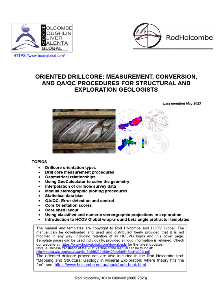 HCOVG Oriented Core Procedures | PDF | Rotation | Angle