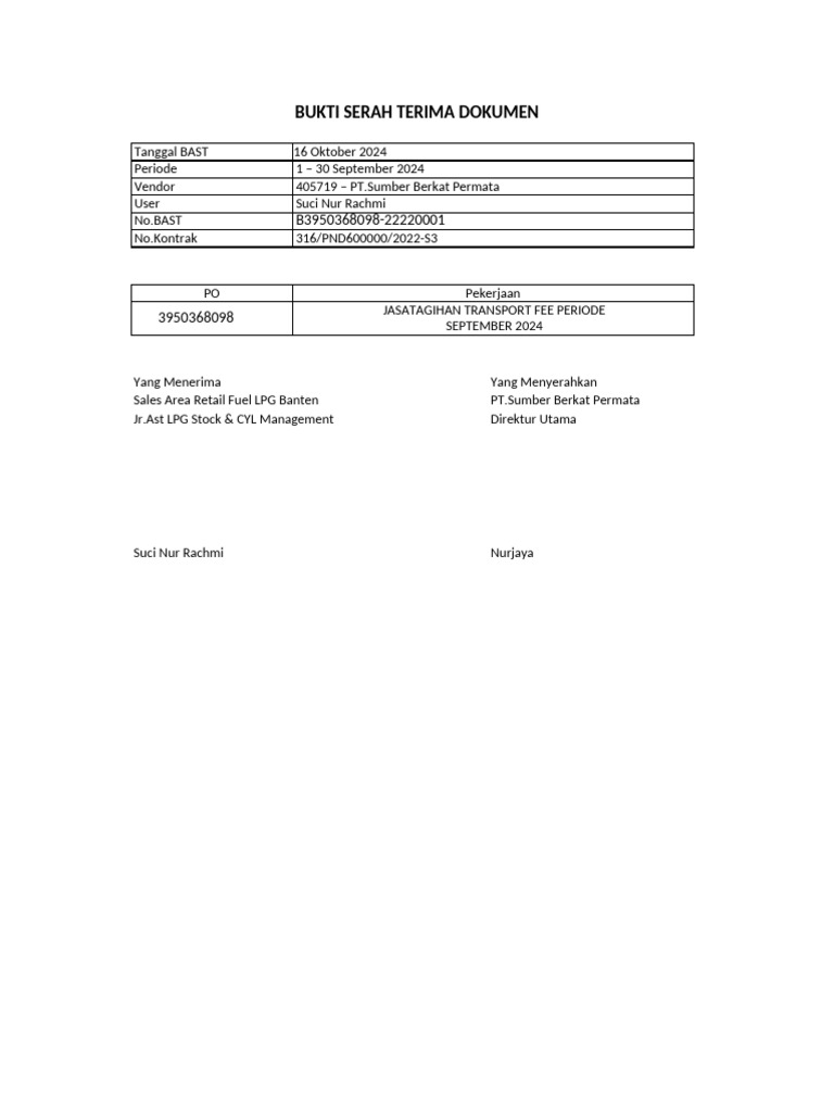 Bukti Serah Terima Dokumen | PDF