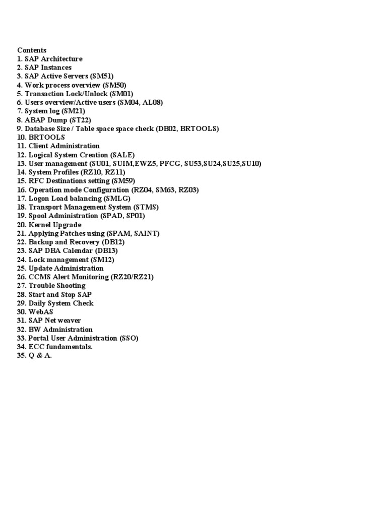 SAP Basis Daily Operations | PDF | Databases | Server (Computing)