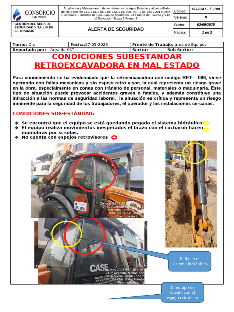Riesgos y Recomendaciones para Retroexcavadora | PDF | Seguridad y ...