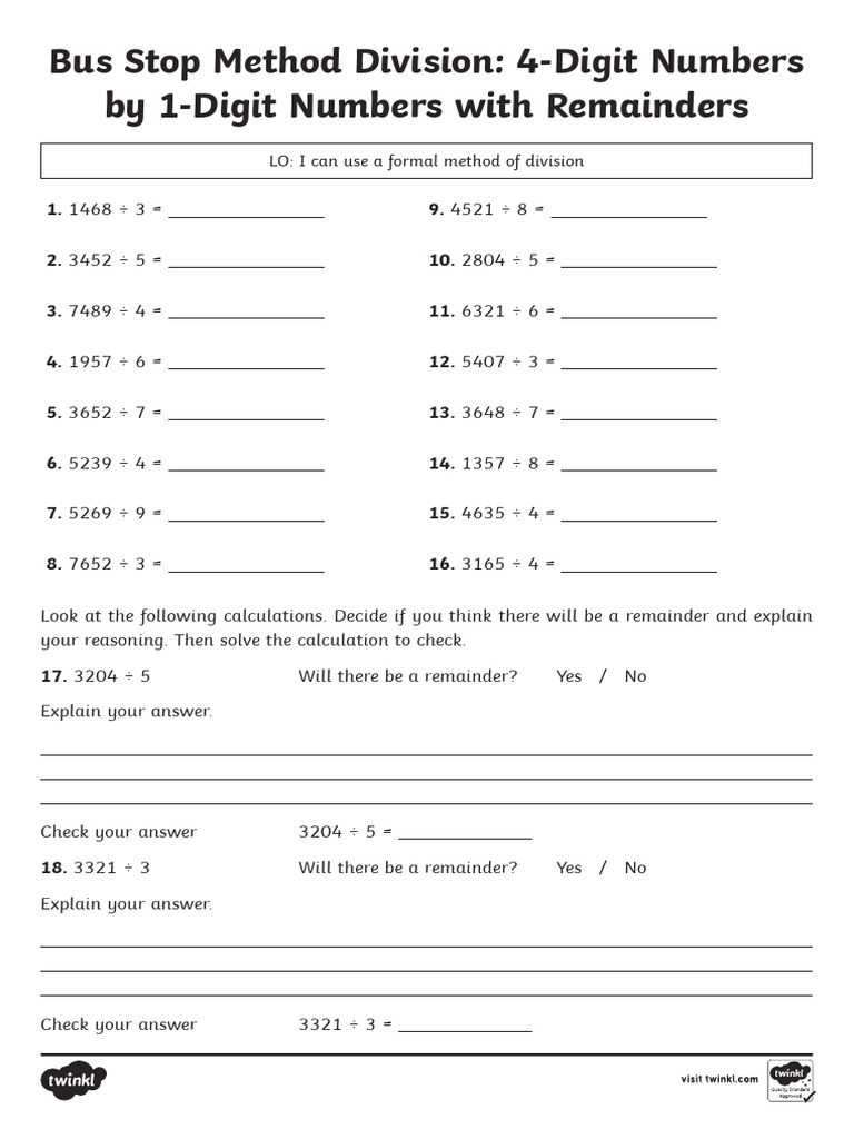 t2 M 4731 Bus Stop Method Formal Division of 4 Digit Numbers With ...