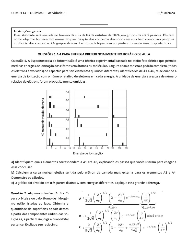 Atividade 3 - Modelo Quantico | PDF | Elétron | Mecânica Quântica