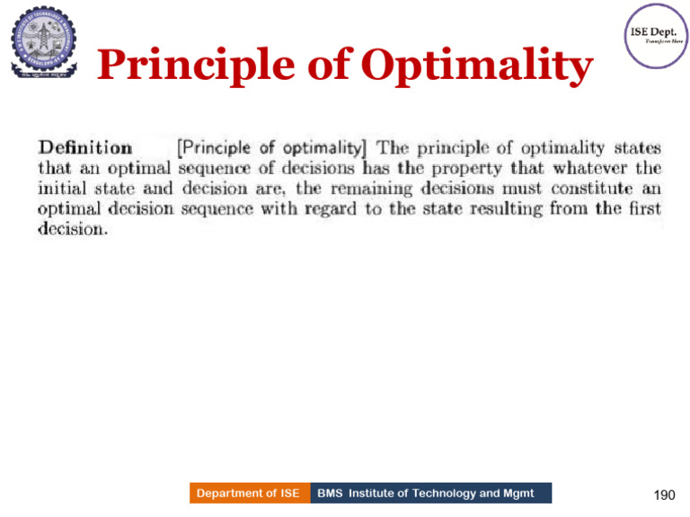 Principle of Optimality | PDF