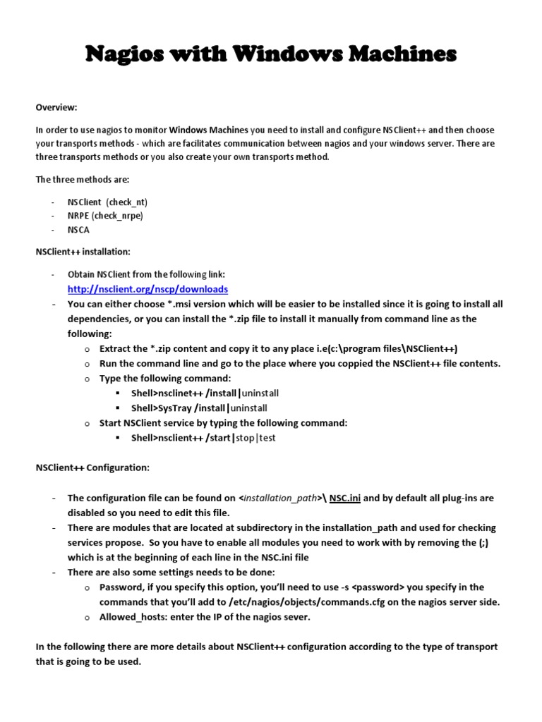 Nagios With Windows Machines Pdf Microsoft Windows Command Line