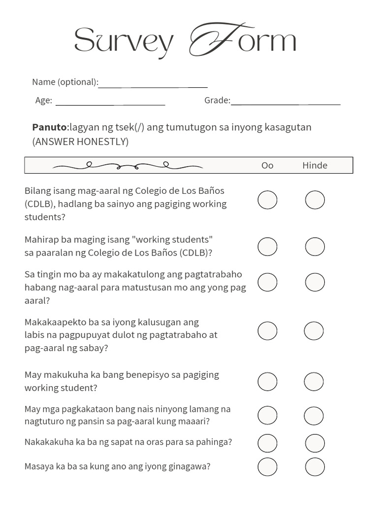 Beige Minimalist Customer Feedback and Survey Form | PDF