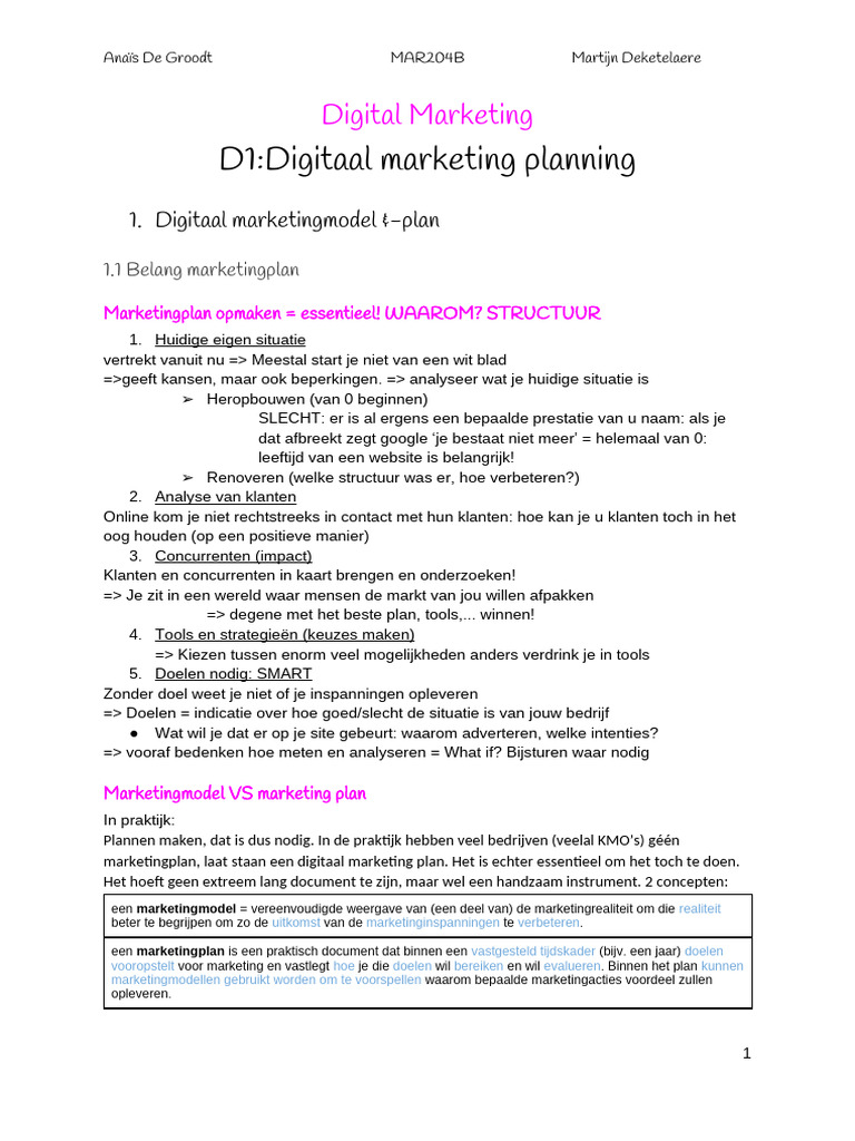 Samenvatting Digital (Ppw+Boek) | PDF