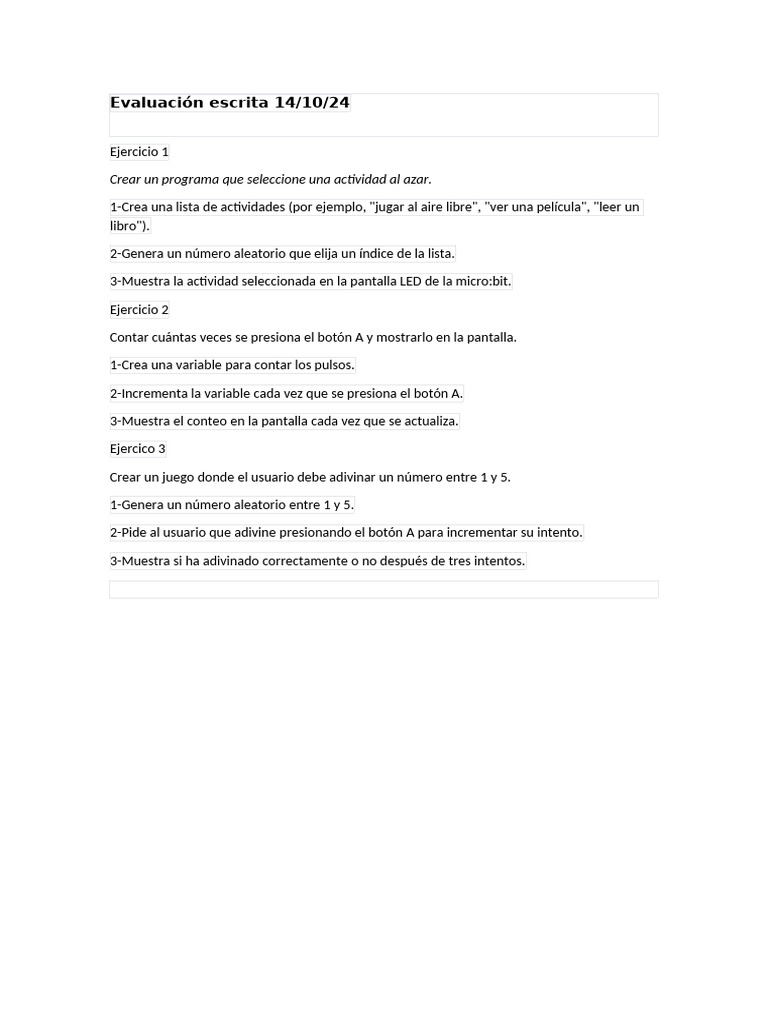 Evaluación Escrita 14-10-24 - A | PDF