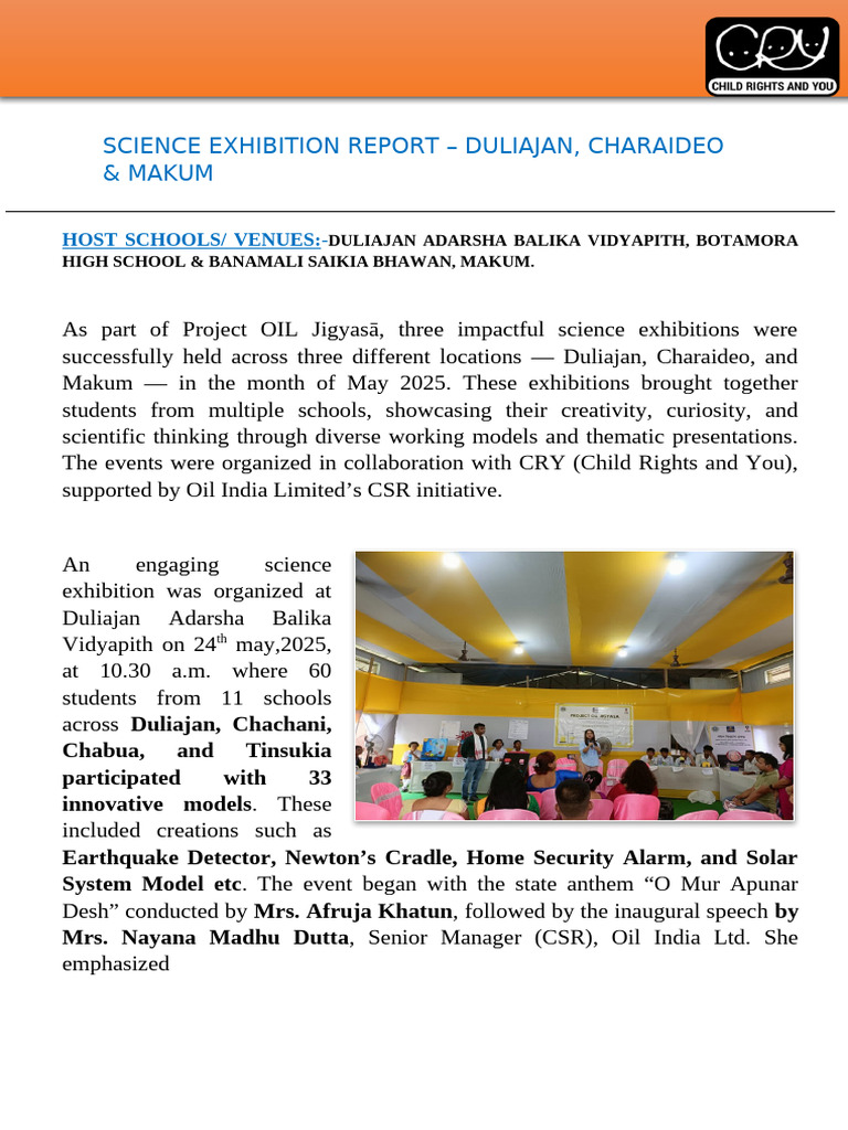 Science Exhibition Report | PDF | Cognition | Cognitive Science