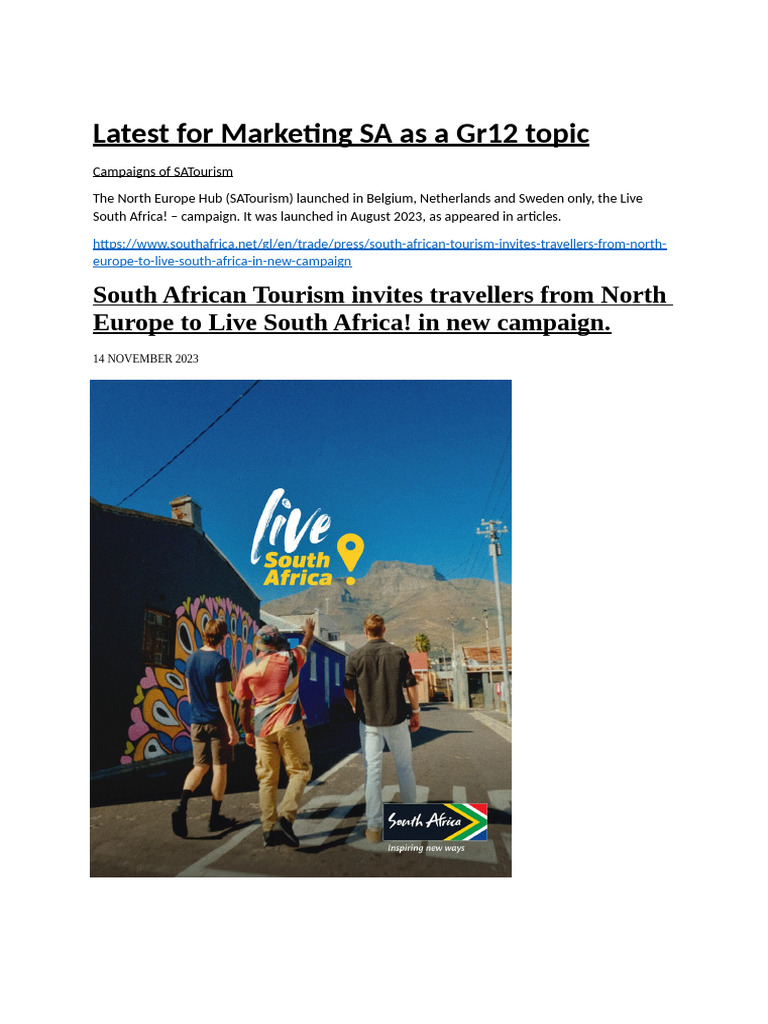 SATourism Campaigns Overview 2023-2025 | PDF