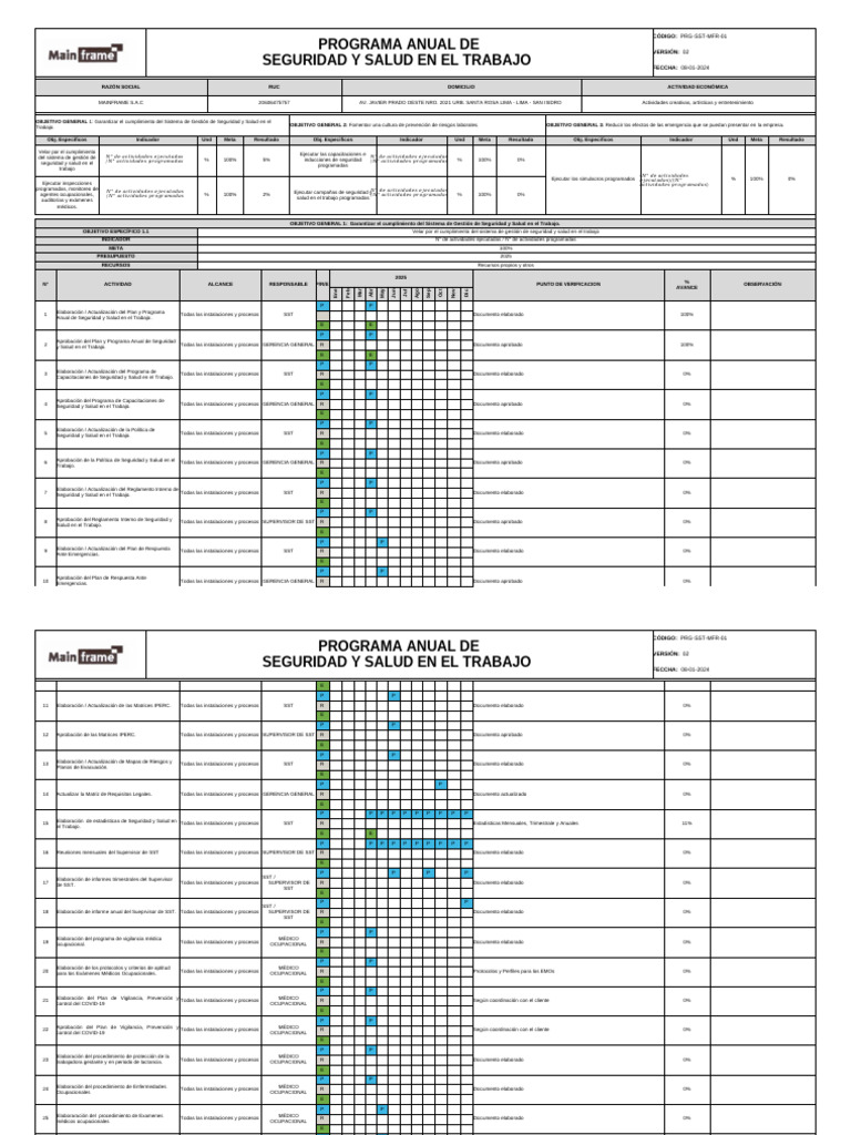 PRG-SST-MFR-01 Programa Anual de SST 2024 | PDF