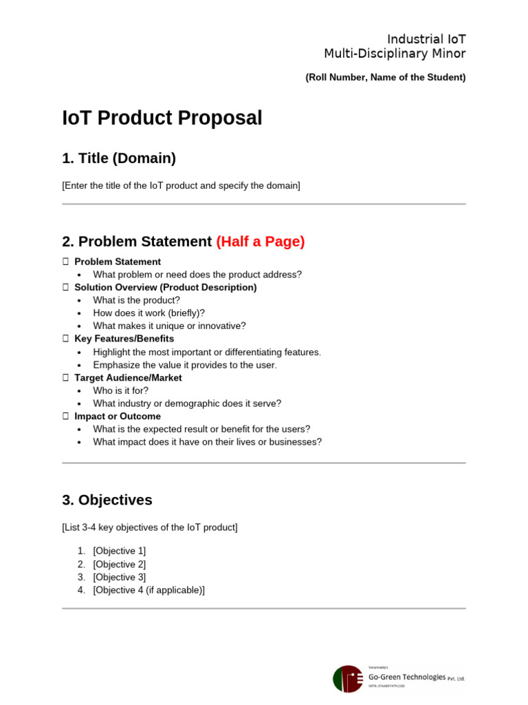 IoT Product Proposal Template | PDF | Internet Of Things | Communication
