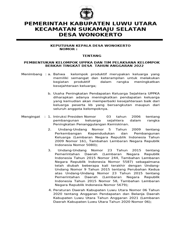 DAFTAR SK UPPKA TAHUN 2022 | PDF