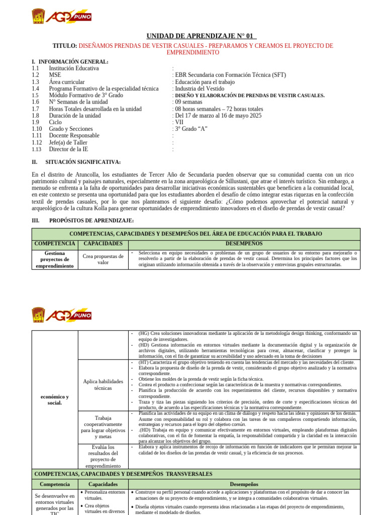 Unidad de Aprendizaje Ept 2025 | PDF | El pensamiento de diseño | Iniciativa empresarial