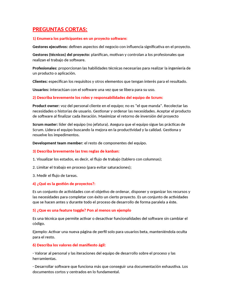 PREGUNTAS AIS Parcial3 Solucion | PDF | Scrum (desarrollo de software) | Software