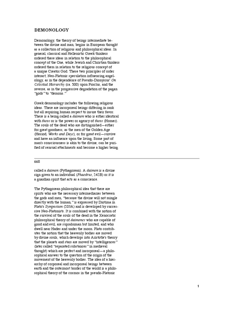 Demonology: Celestial Hierarchy (Ca. 500) Upon Proclus, and The | PDF ...