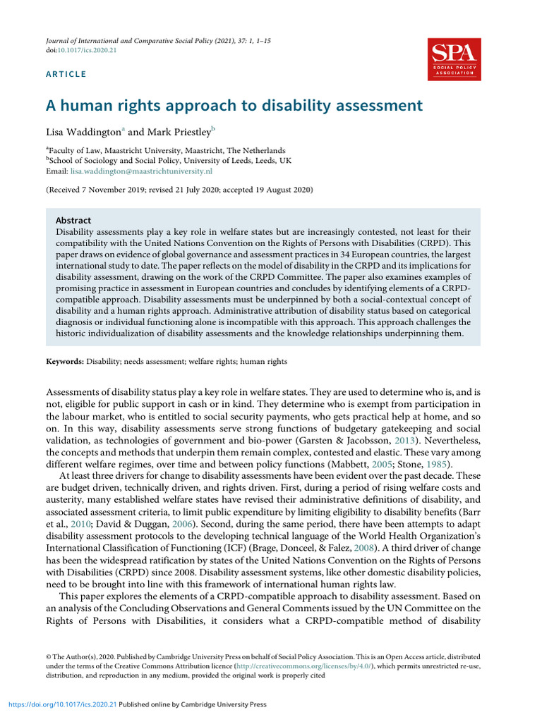 Human Rights in Disability Assessment | PDF | Cost Of Living | Disability