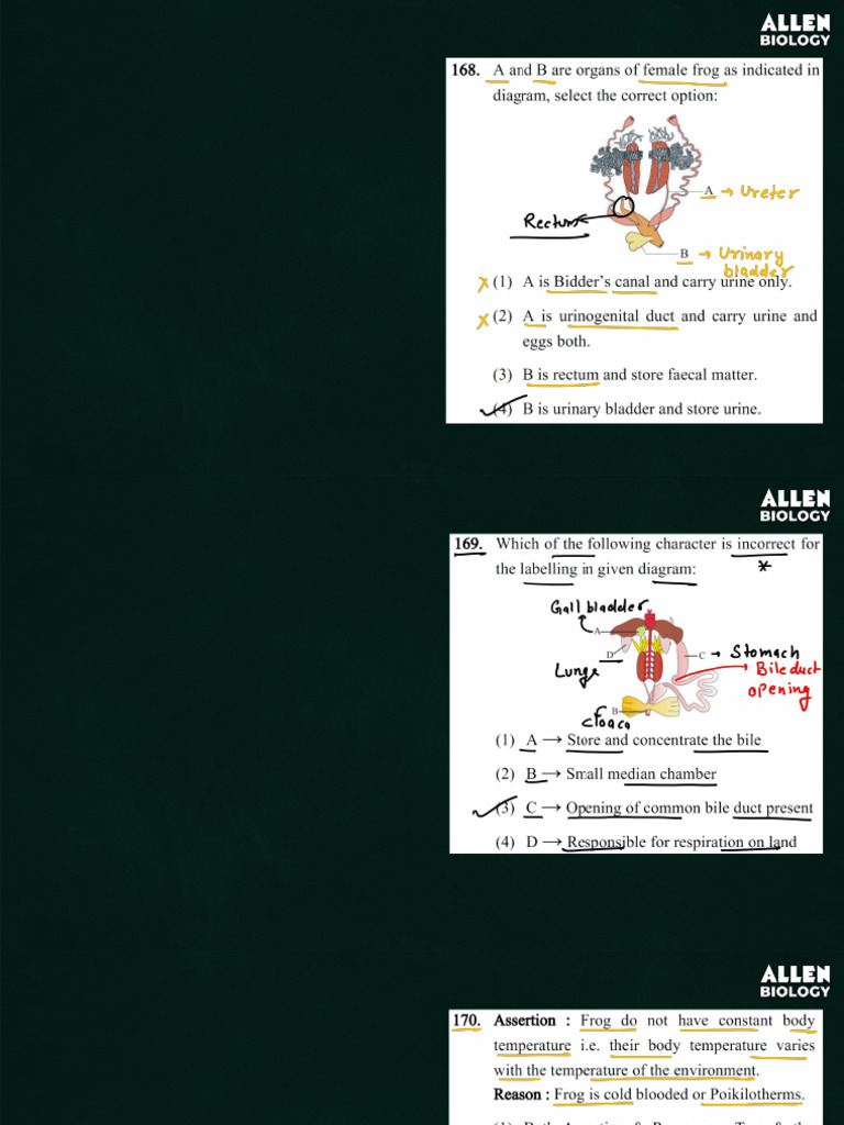 structural organization in animals || allen question papers solution | PDF