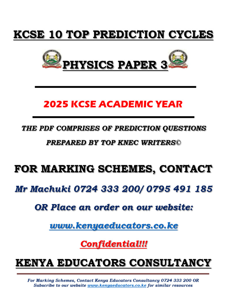 Phy PP3 Kcse 2025 Top Prediction Cycles | PDF