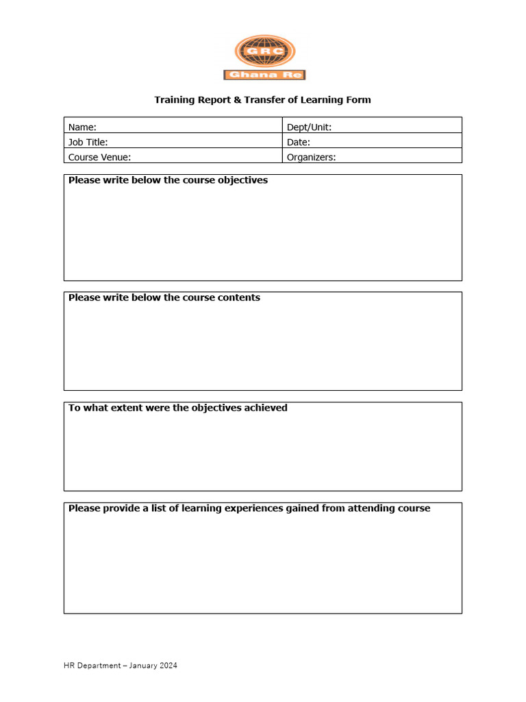 Training Report Form | PDF