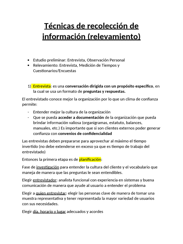 Técnicas de Recolección de Información (Relevamiento) | PDF | Información | Cuestionario